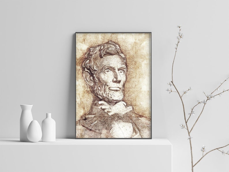 Abraham Lincoln Printable Poster, Art Print, Vintage Art, Sepia Art ...