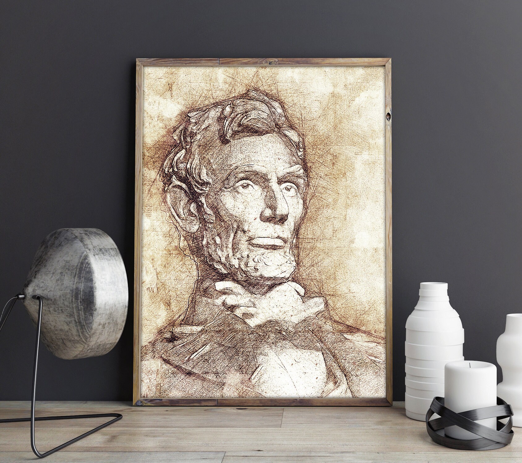 Abraham Lincoln Printable Poster, Art Print, Vintage Art, Sepia Art ...