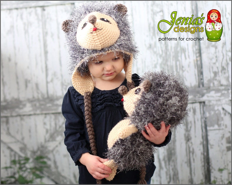 PATTERN SET - Crochet Hedgehog Animal Hat + Plush Amigurumi Animal Toy ...