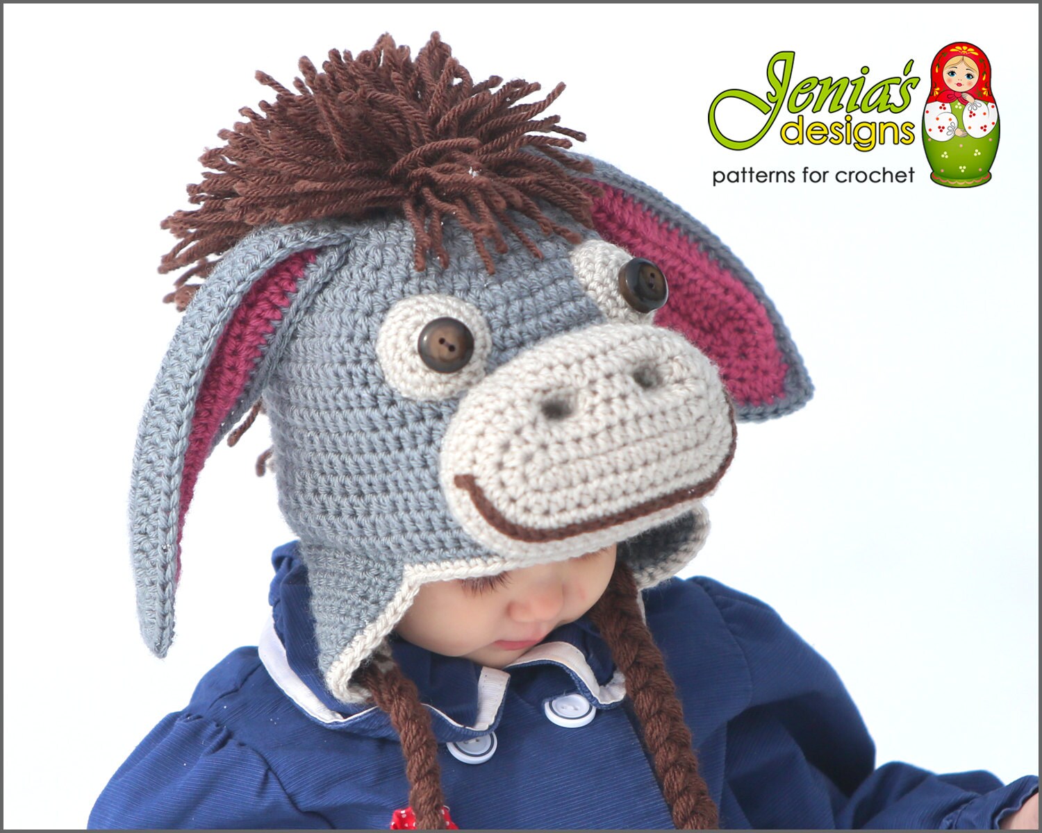 CROCHET PATTERN - Donkey Hat for Baby, Toddler, Child, Teen, Adult ...