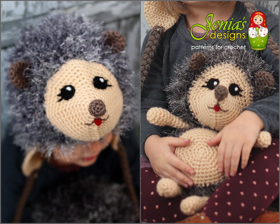 PATTERN SET - Crochet Hedgehog Animal Hat + Plush Amigurumi Animal Toy ...