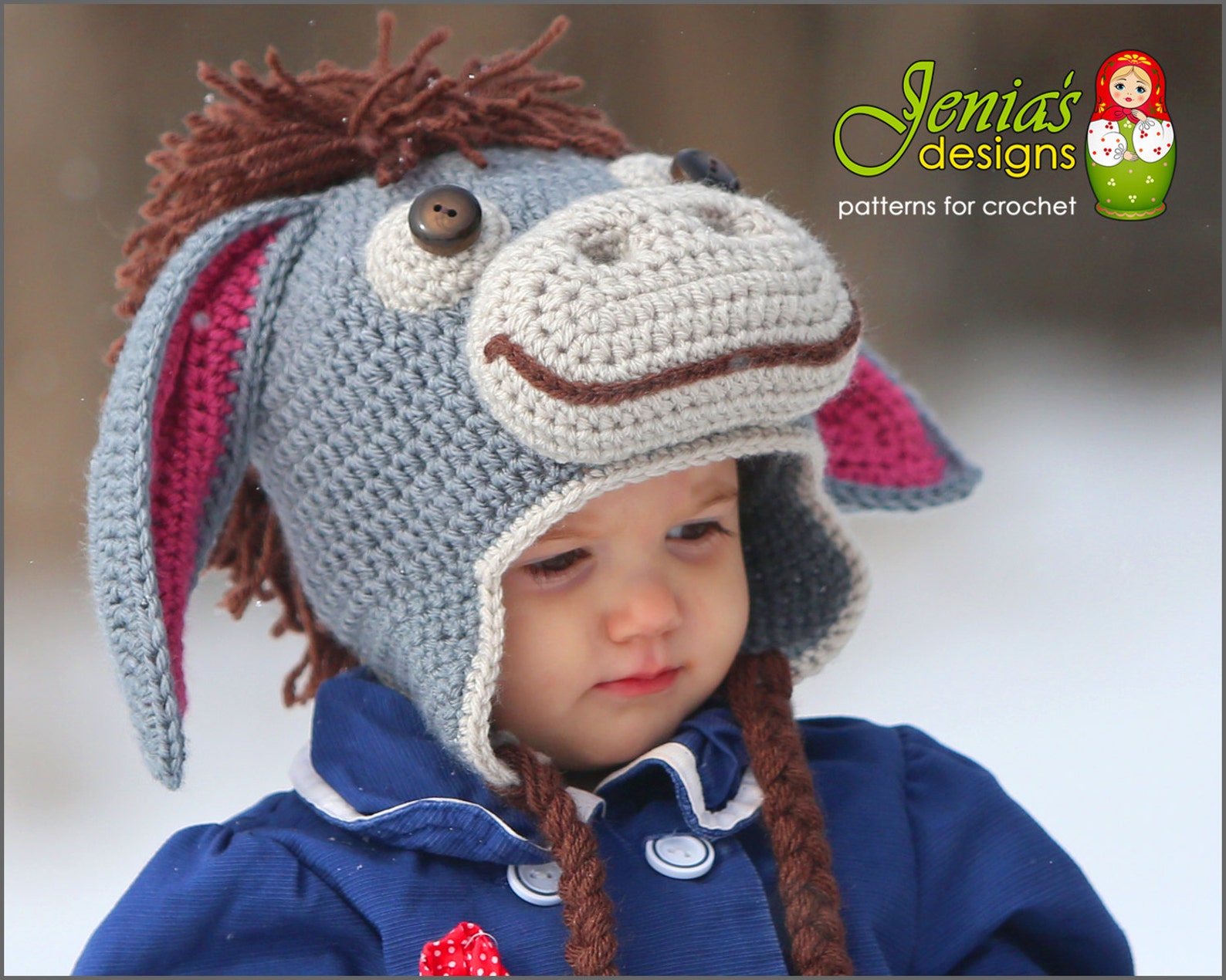 CROCHET PATTERN - Donkey Hat for Baby, Toddler, Child, Teen, Adult ...