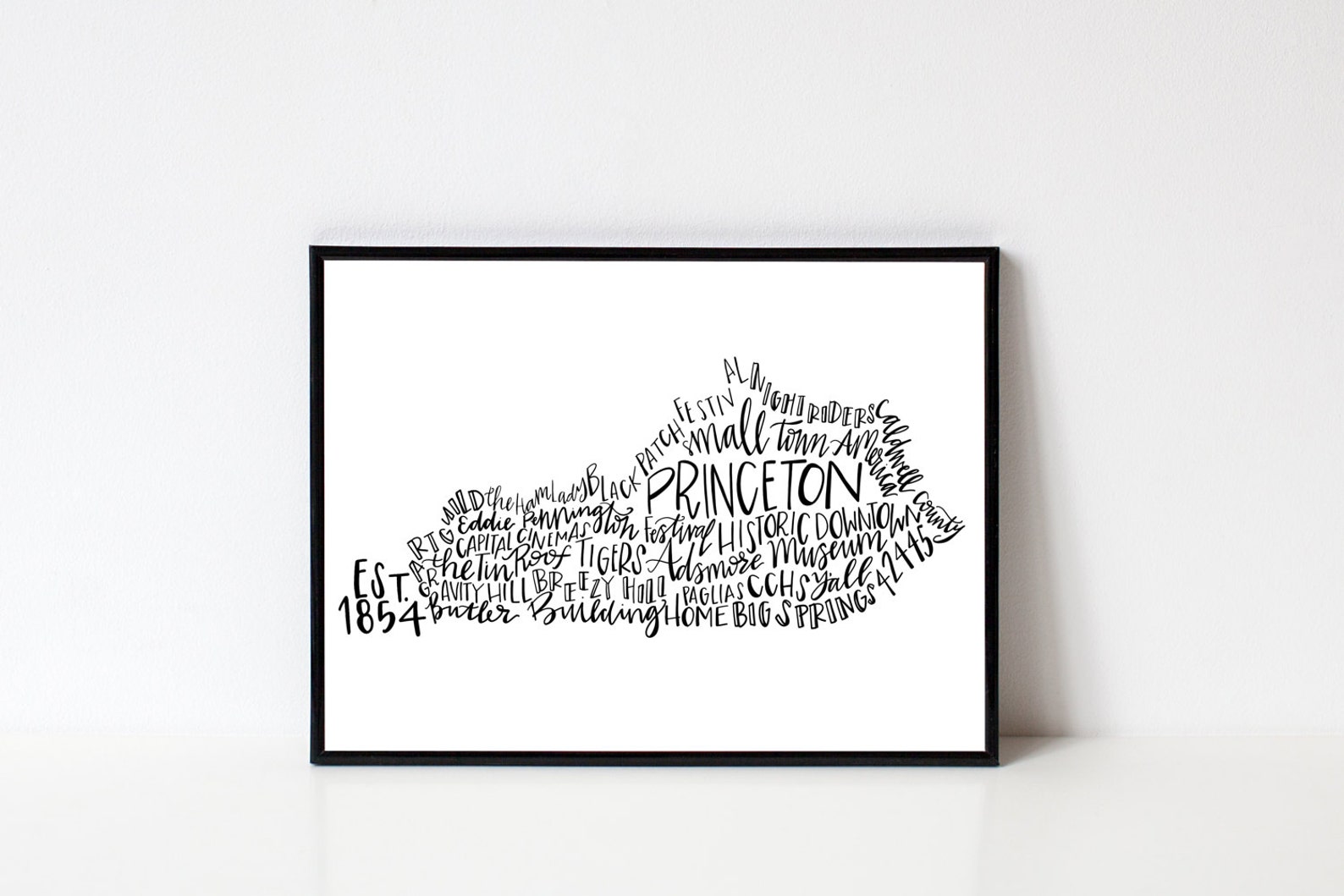 Hand Lettered PRINCETON Kentucky Word Art Print // 8x10 - Etsy