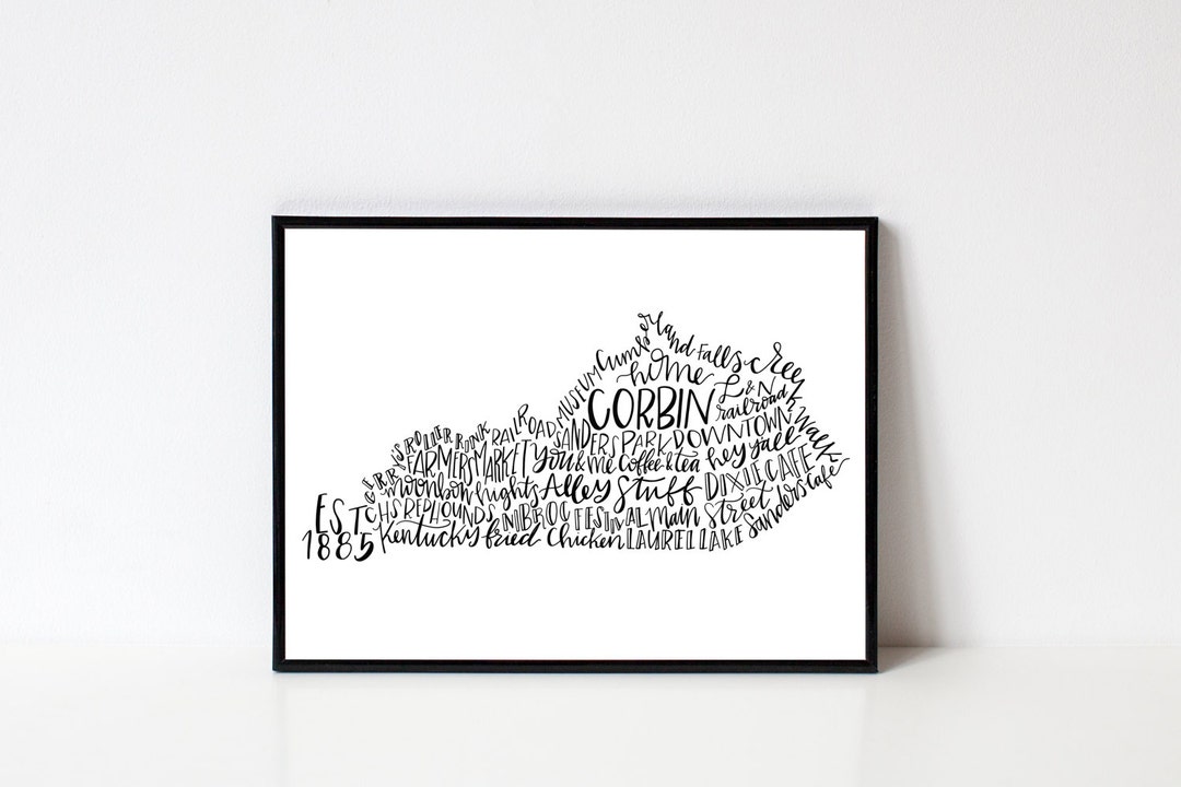 Hand Lettered CORBIN Kentucky Word Art Print // 8x10 - Etsy