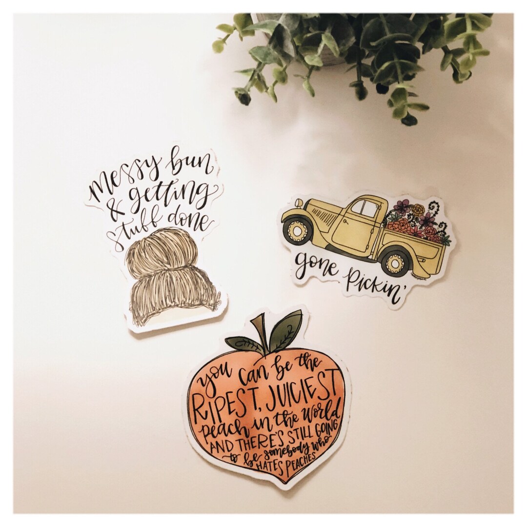 Laptop Stickers / / Messy Bun Sticker / / Laptop Decal / / Gone Pickin ...