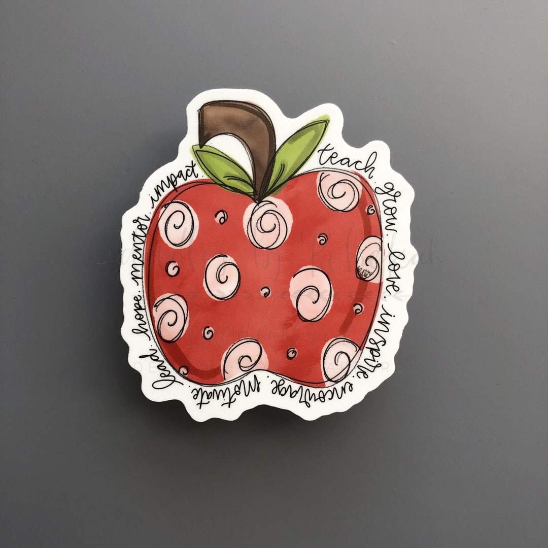 Apple Teacher Sticker - Etsy