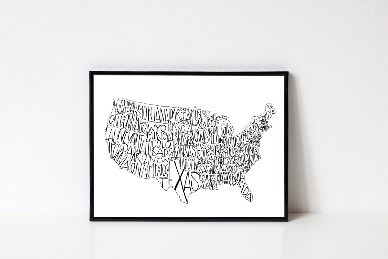 Hand Lettered USA Word Art Print // 8x10 - Etsy