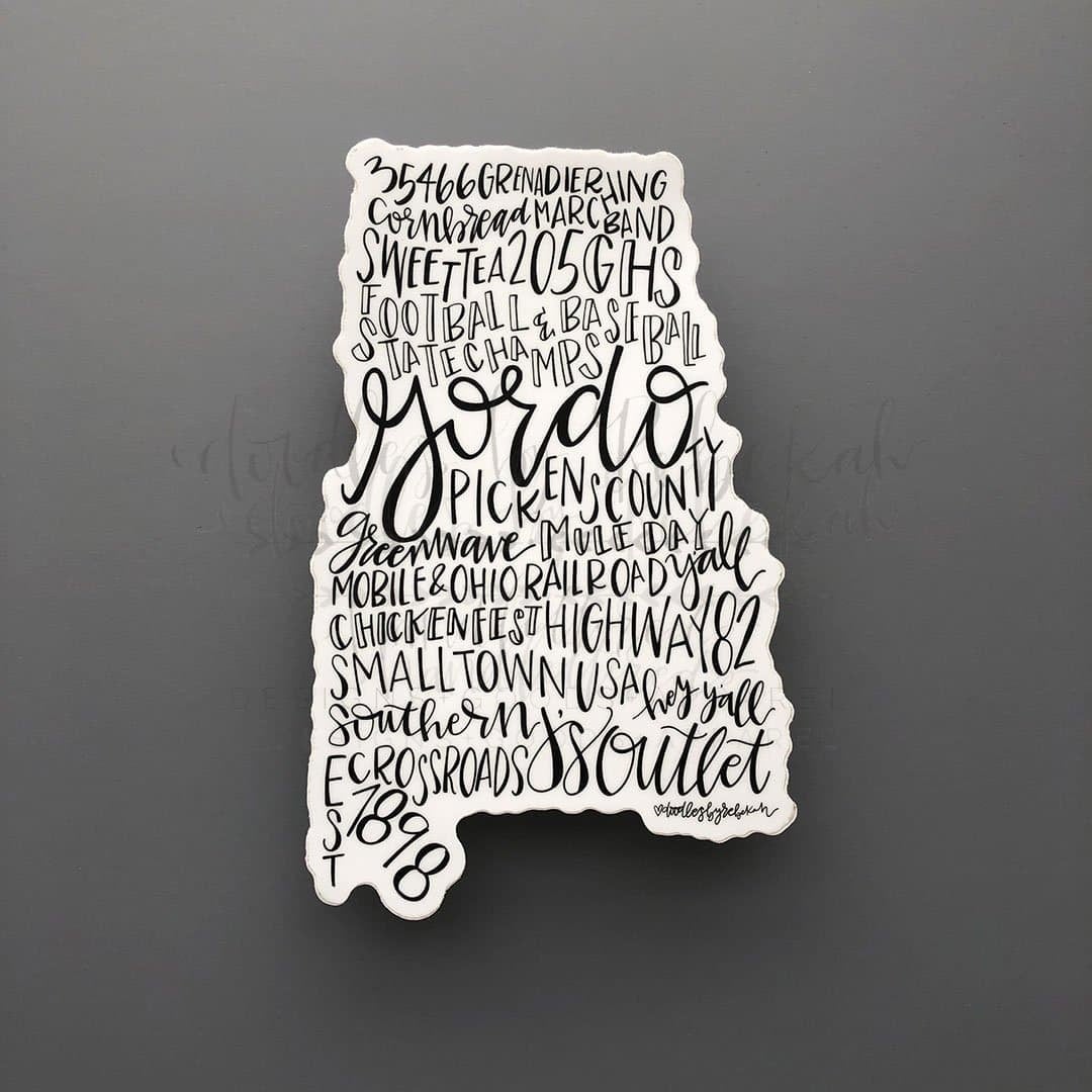 Gordo, AL Word Art Sticker - Etsy