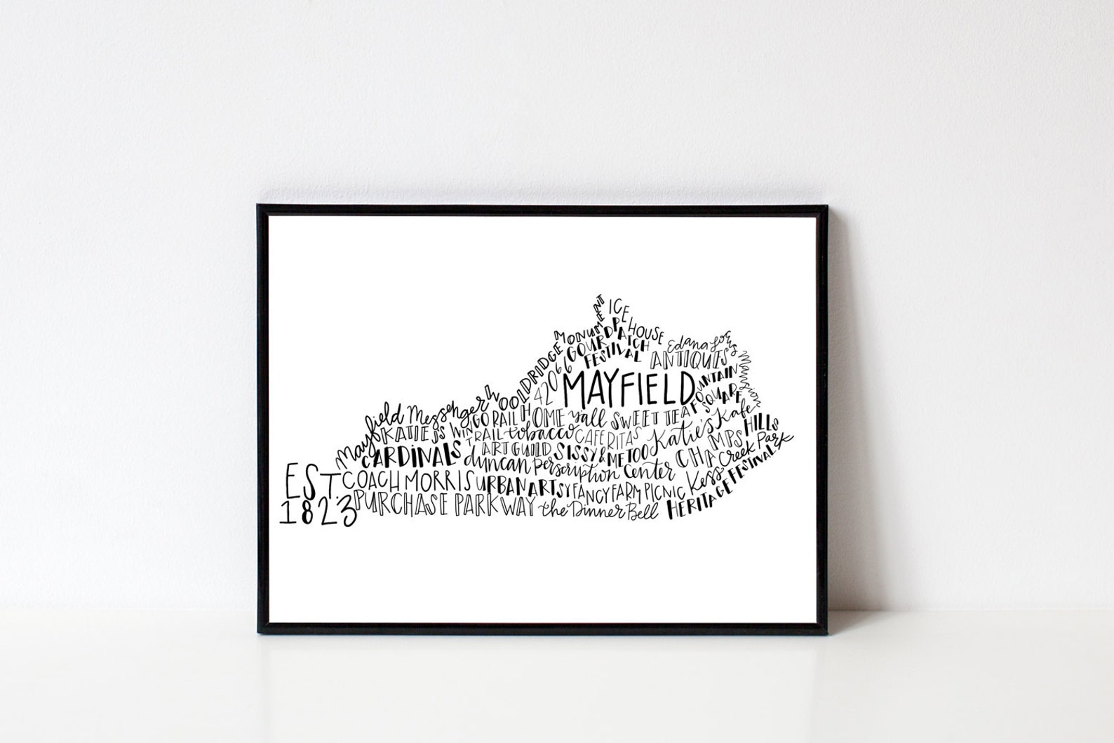 Hand Lettered Mayfield Kentucky Word Art Print // 8x10 - Etsy
