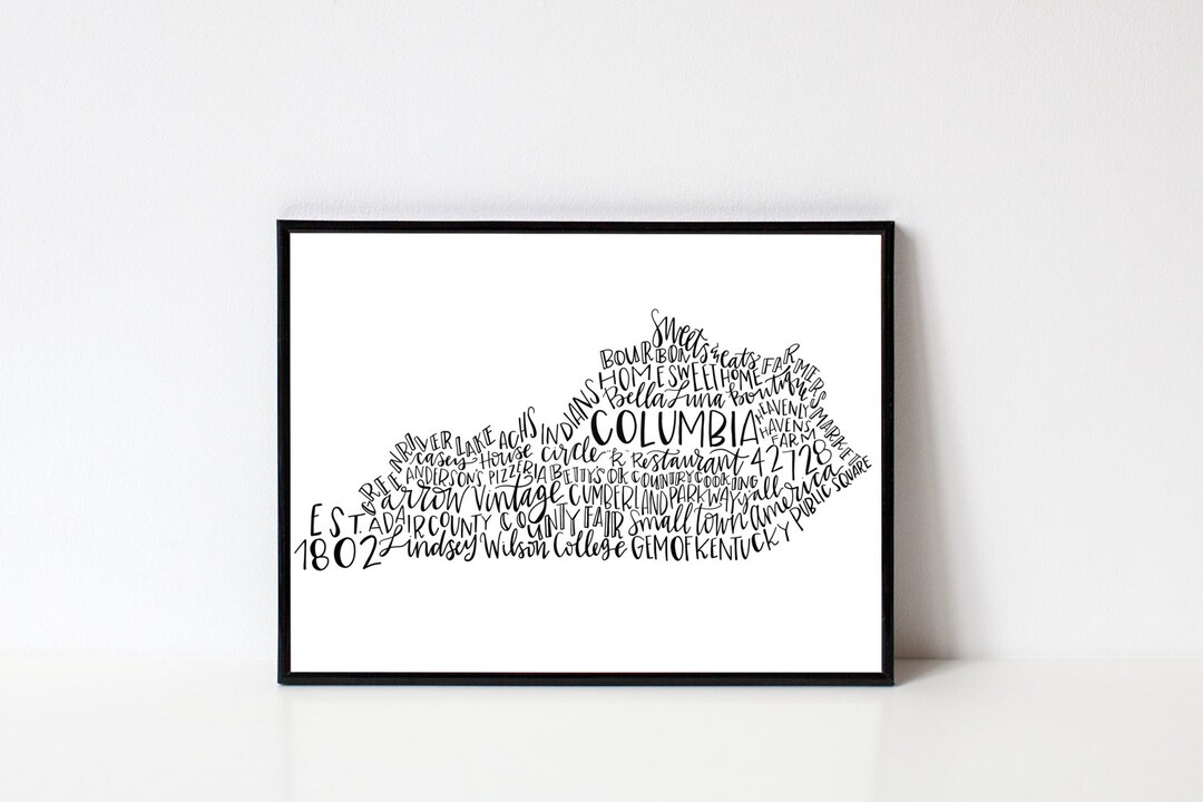 Hand Lettered COLUMBIA Kentucky Word Art Print // 8x10 - Etsy