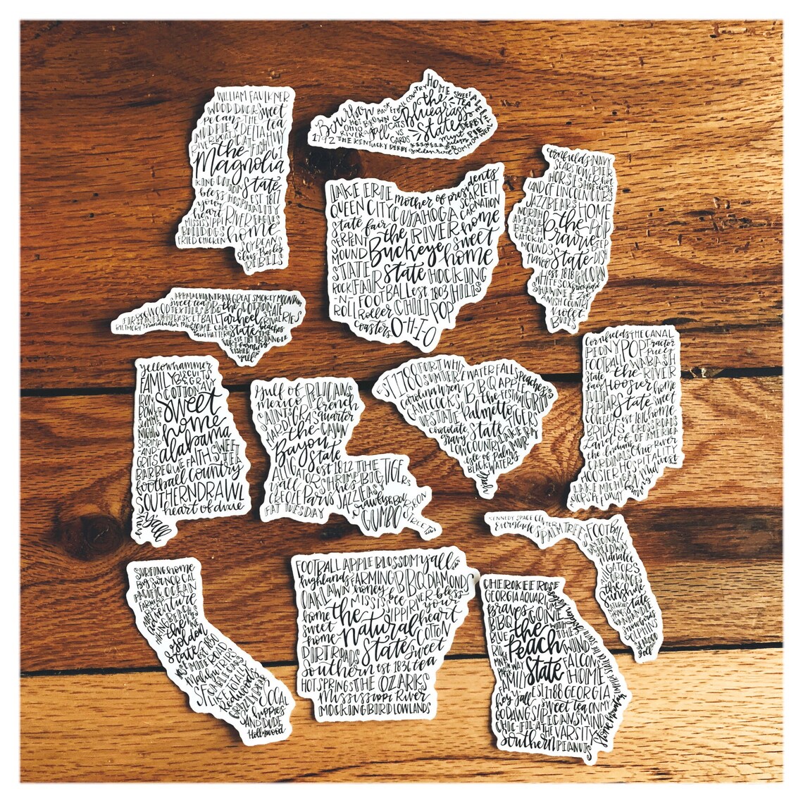 Hand Lettered State Stickers / / Laptop Stickers - Etsy