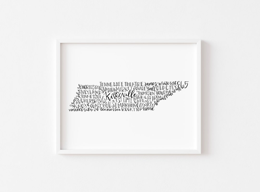 Hand Lettered Knoxville TN Word Art Print // 8x10 - Etsy