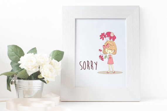 Cute Girl Feeling Sorry. Digital Illustration. Girly | Etsy