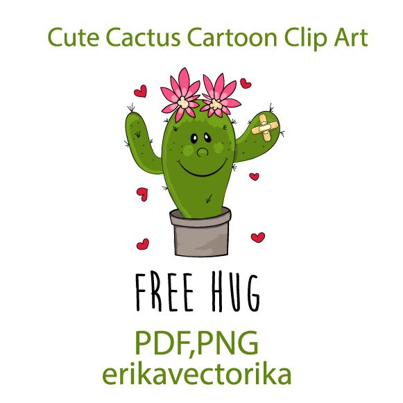 Cute Cactus Clip Art, Free Hugs Clip Art, Succulent. Plant Clip Art ...
