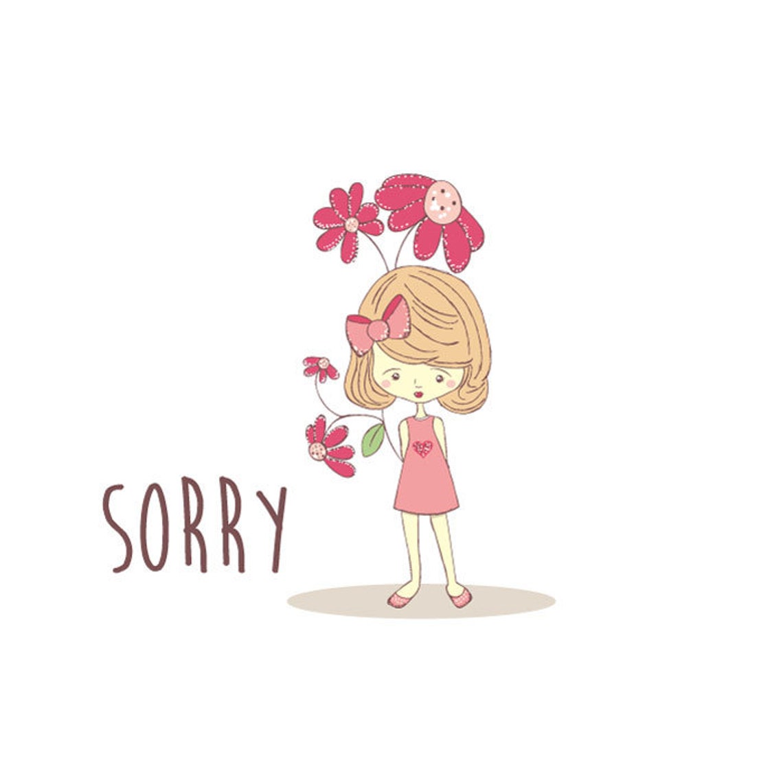 Cute Girl Feeling Sorry. Digital Illustration. Girly Character. Sorry ...