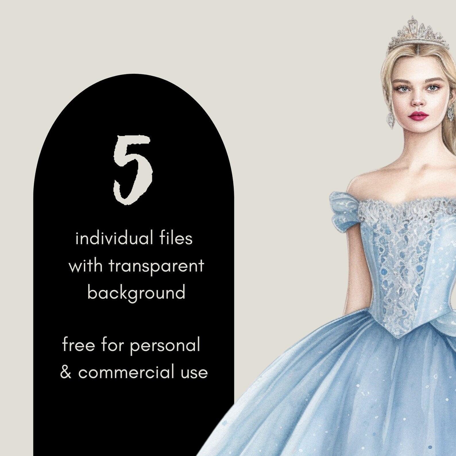 Cinderella Clipart Watercolor Png Princess Instant Download Cinderella ...