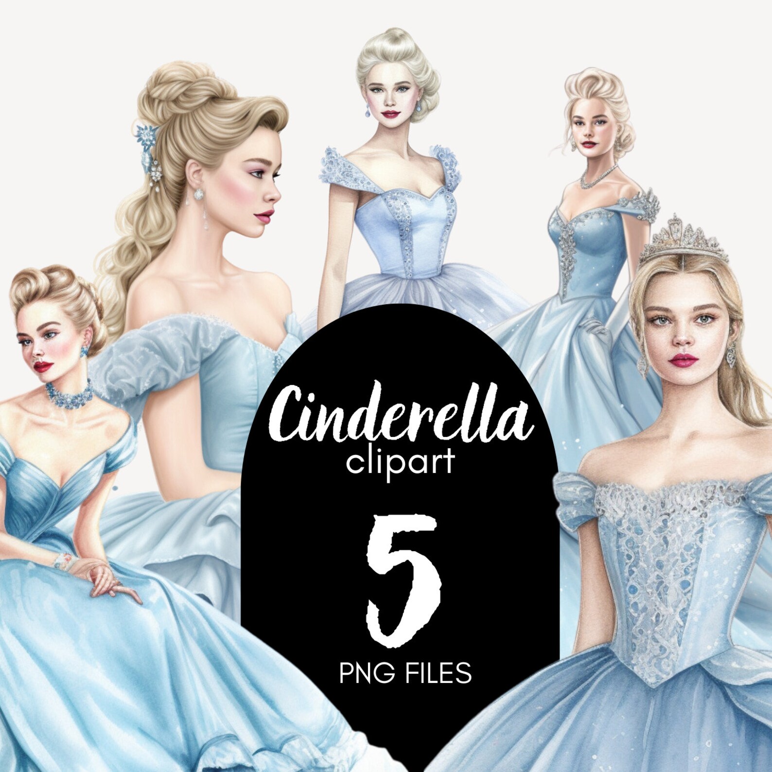 Cinderella Clipart Watercolor Png Princess Instant Download Cinderella ...
