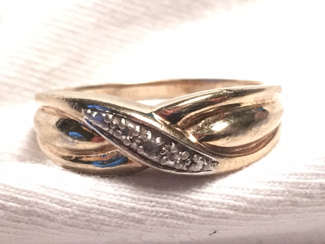 OG Gold Over 925 Sterling Silver Ring With a Small Diamond - Etsy