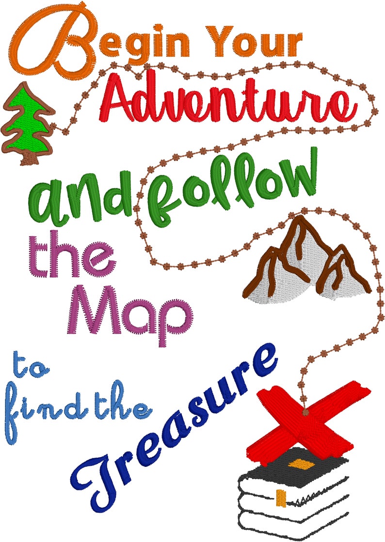 Treasure Map Embroidery File for Reading Pillows, Pocket Pillows ...