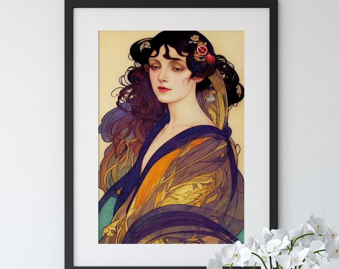 Art Print Lady of June With Roses Bride by the Well Goddess Sun Wheel ...