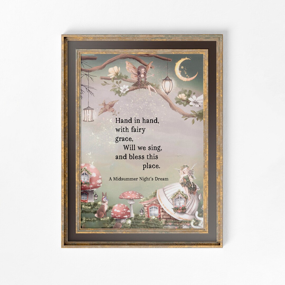 Fairy Print - Midsummer Nights Dream Poem Poster - Nursery Room Print ...