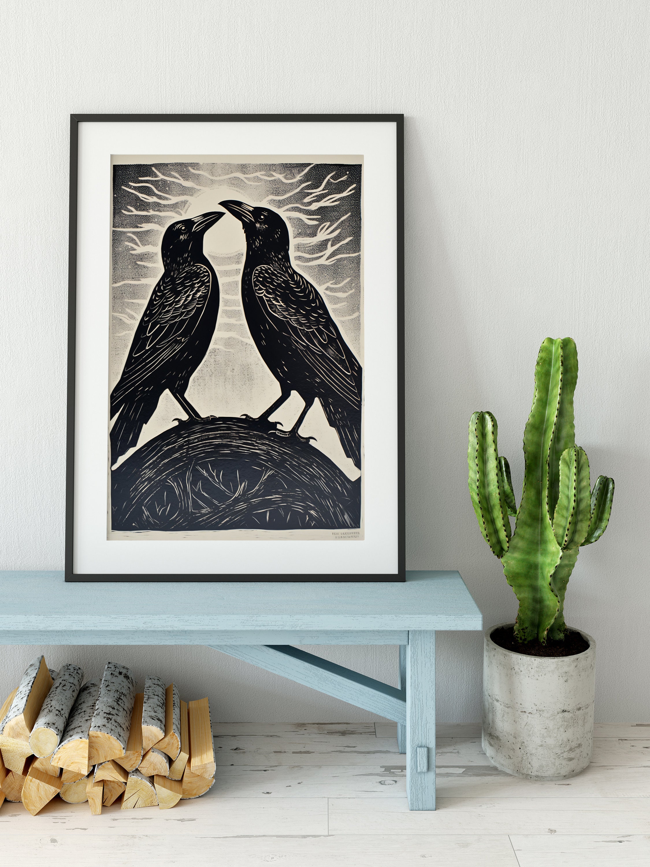 Raven Print - Crow Spirit Poster - Ravens and Sun - Etsy