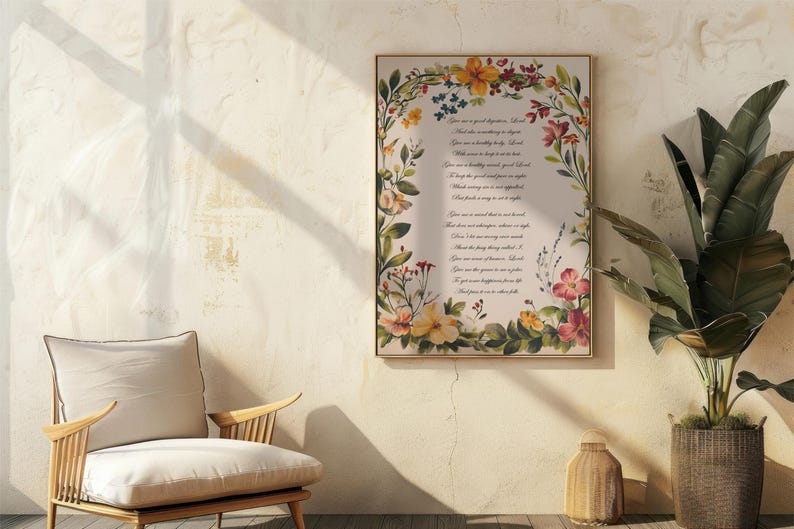 Chester Cathedral Prayer Poem Art Print: Vintage Floral Bohemian Poster ...