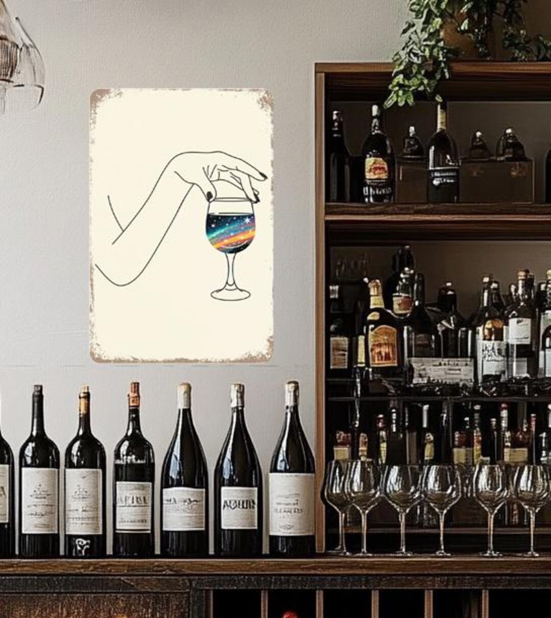 Wine Bar Sign Metal Sign Wine Glass Tin Sign Eclectic Decor Tiki Bar ...