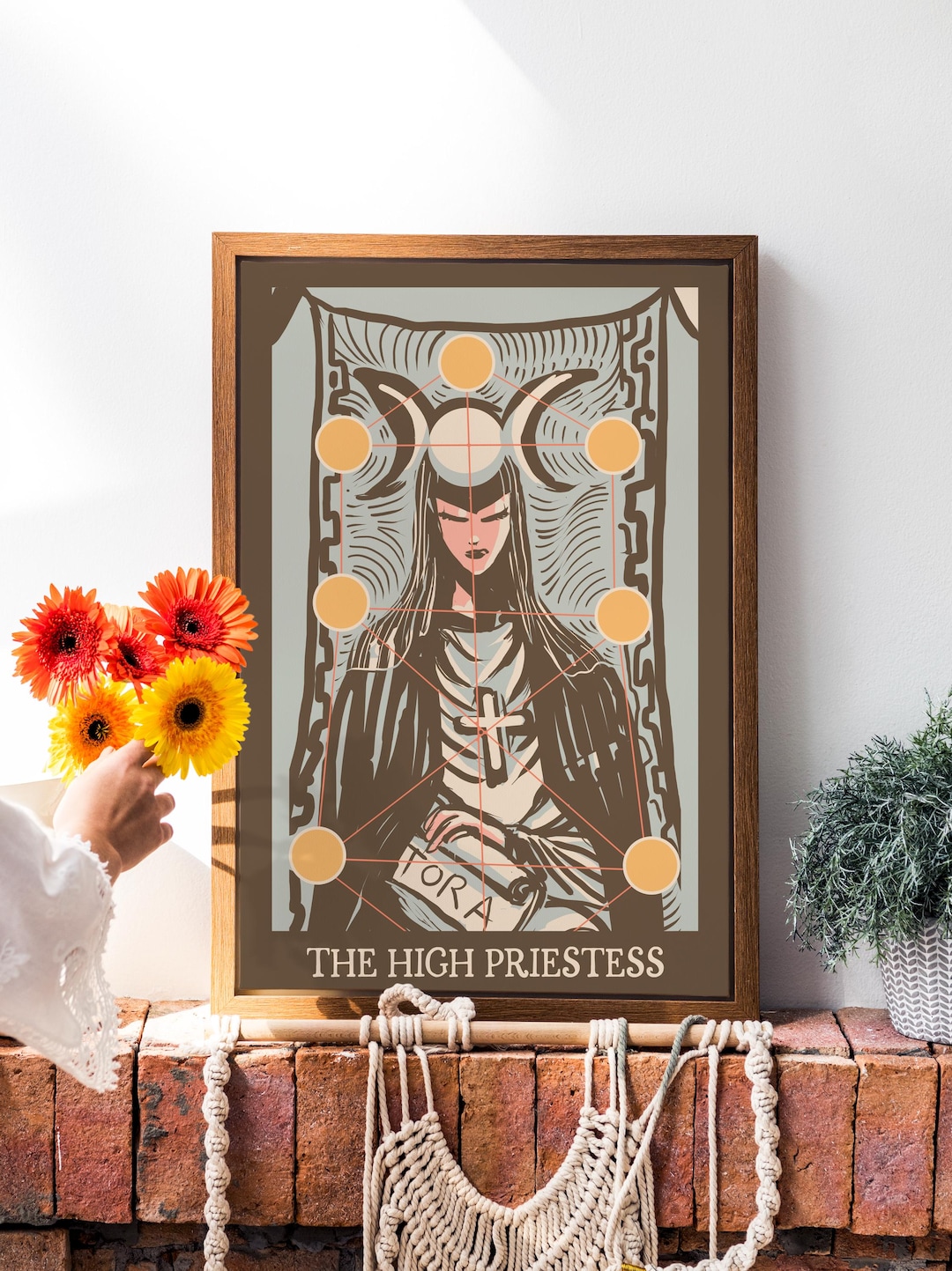 The High Priestess Print - Vintage Brown - Tarot Poster - Nouveau Tarot ...