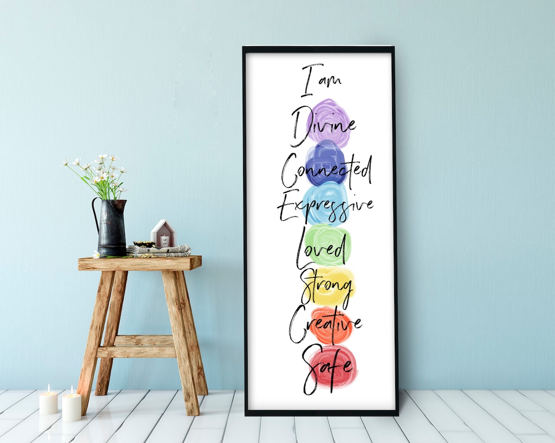 Yoga Poster Art - Chakra Print - Positive Affirmation Poster - Rainbow ...