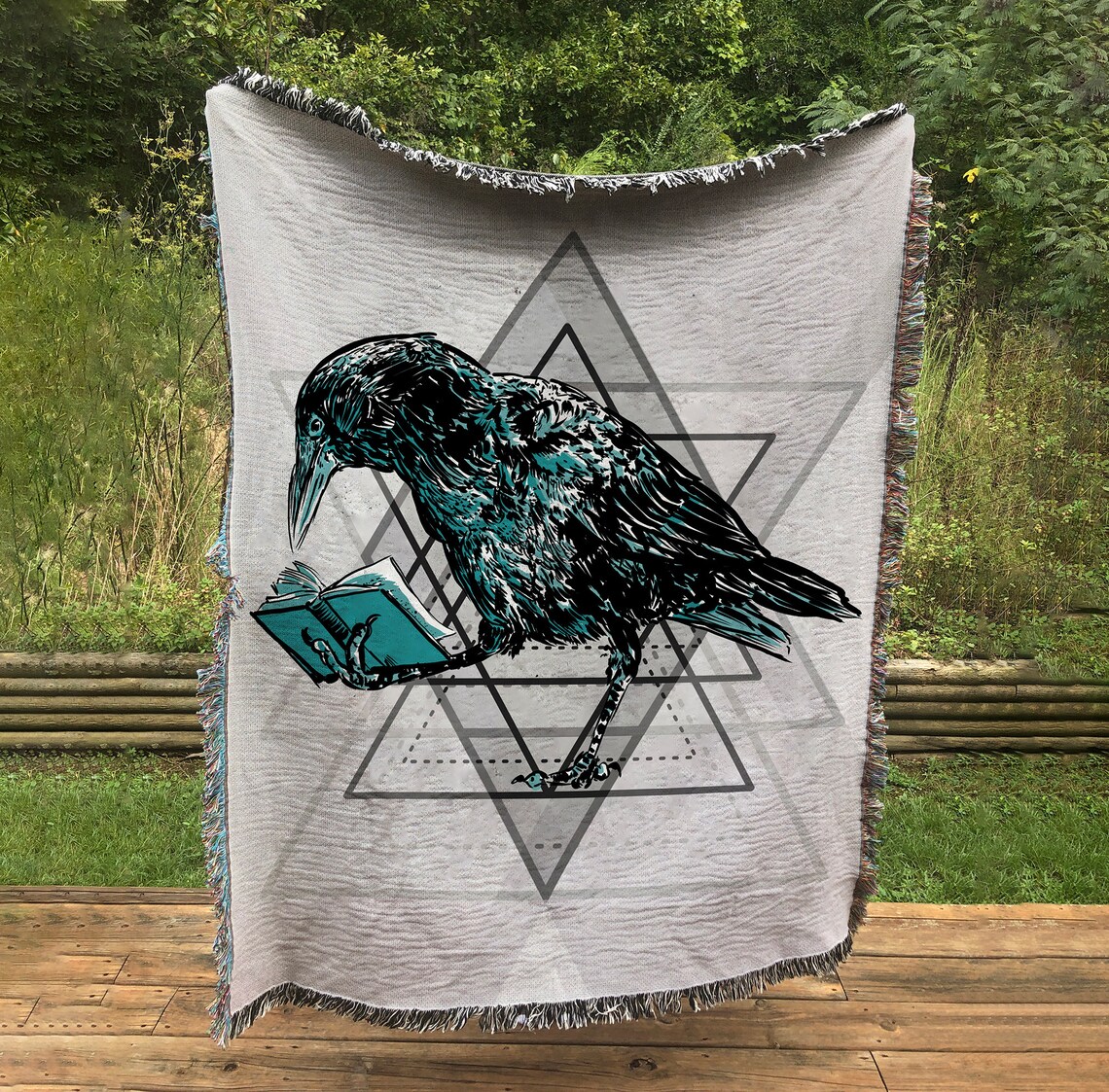 Raven Blanket Alchemy Crow Design Spirit Animal Woven - Etsy