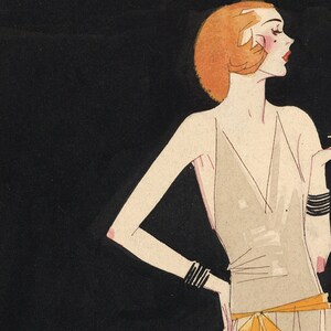 Vintage Drawing Smoking Flapper 1920s Art Deco women Behaving Badly ...