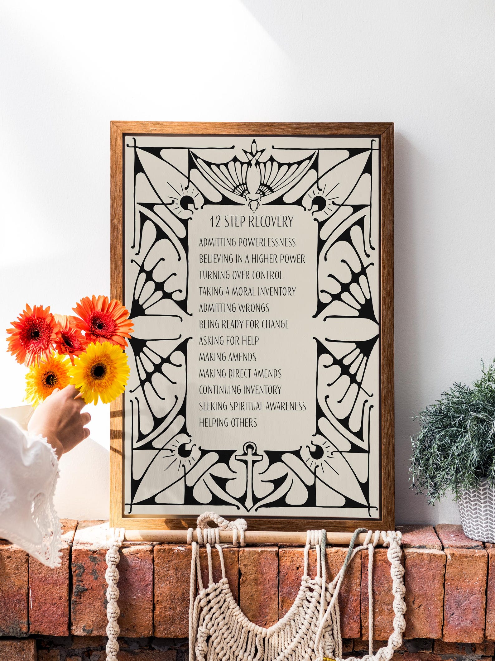 12 Steps Recovery Print - Inspirational - Vintage Art Print - Sobriety ...