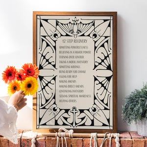 12 Steps Recovery Print - Inspirational - Vintage Art Print - Sobriety ...
