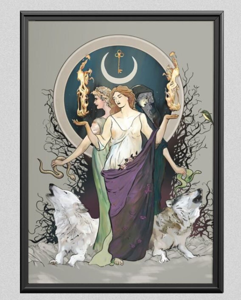 Moon Goddess Poster Hecate Goddess Print in Purple | Etsy