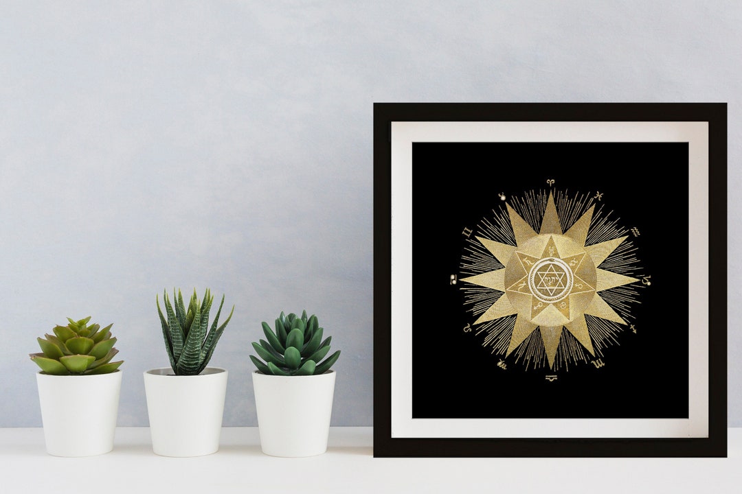 Golden Rising Sign Vintage Illustration Black and Gold Mandala Square ...