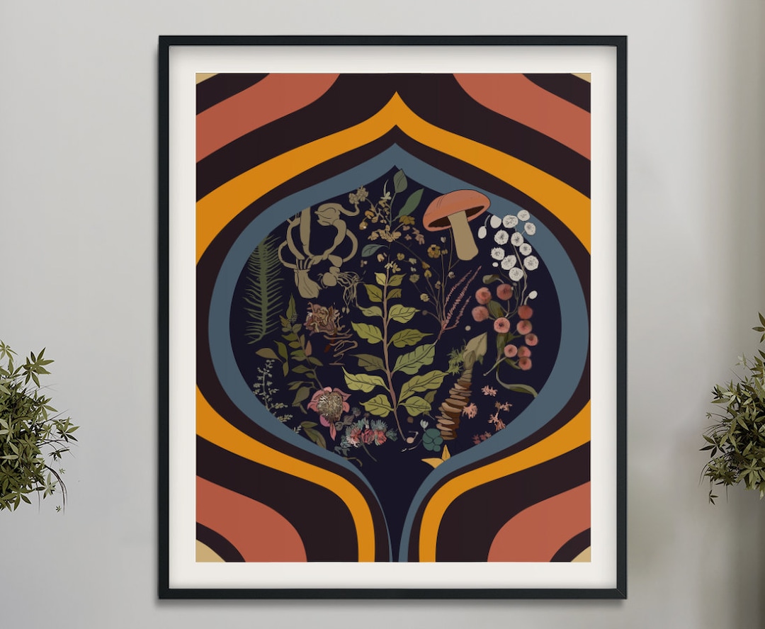 Botany Vintage Illustration - Psychedelic Botanical Print - Retro ...