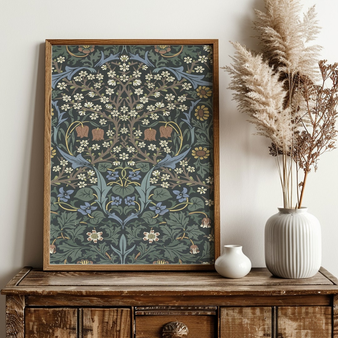 Vintage William Morris Print - Green and Blue - Nouveau Flower Print ...