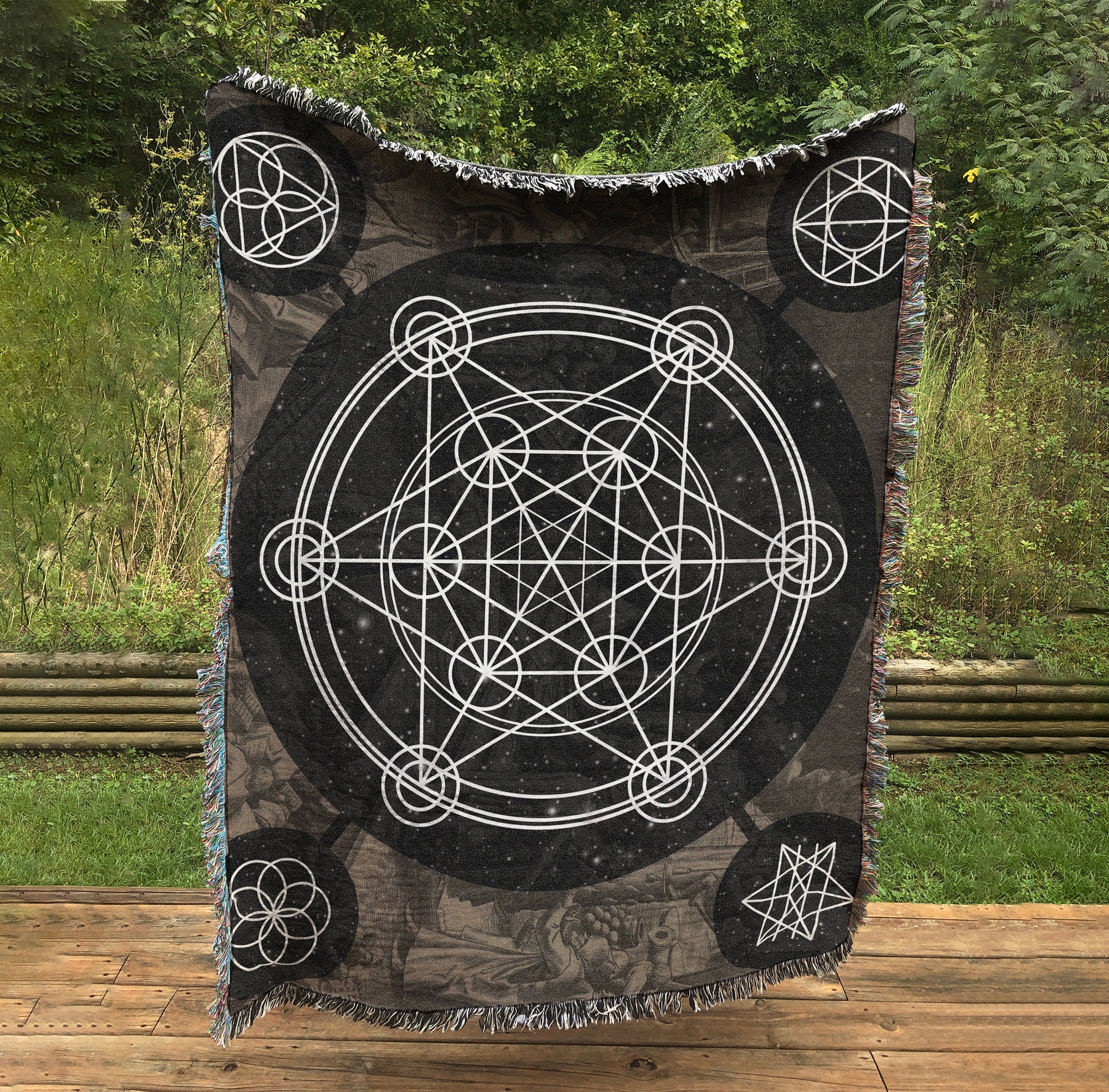Jacquard Woven Woven Sacred Geometry Blanket Neutral Wall - Etsy Canada