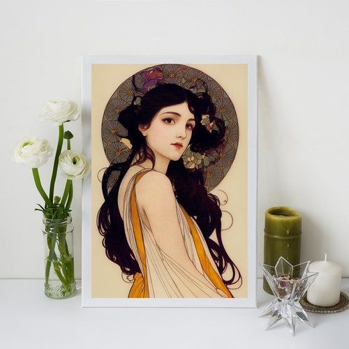 Art Nouveau Goddess Poster Bohemian Goddess Print Large - Etsy