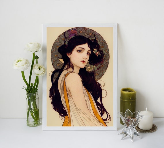Art Nouveau Goddess Poster Bohemian Goddess Print Large - Etsy