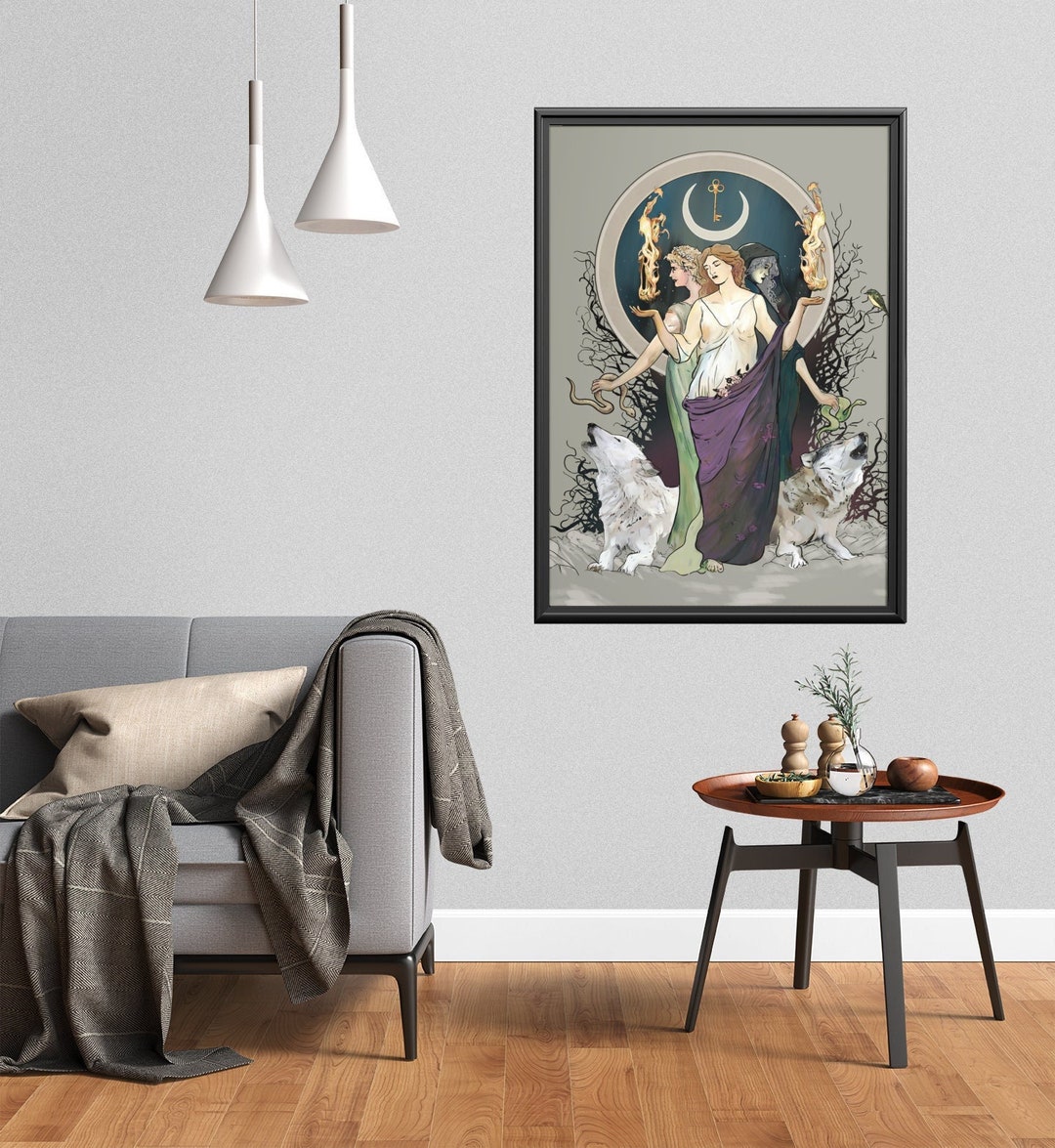 Moon Goddess Poster - Hecate Goddess Print in Purple - Original Art ...