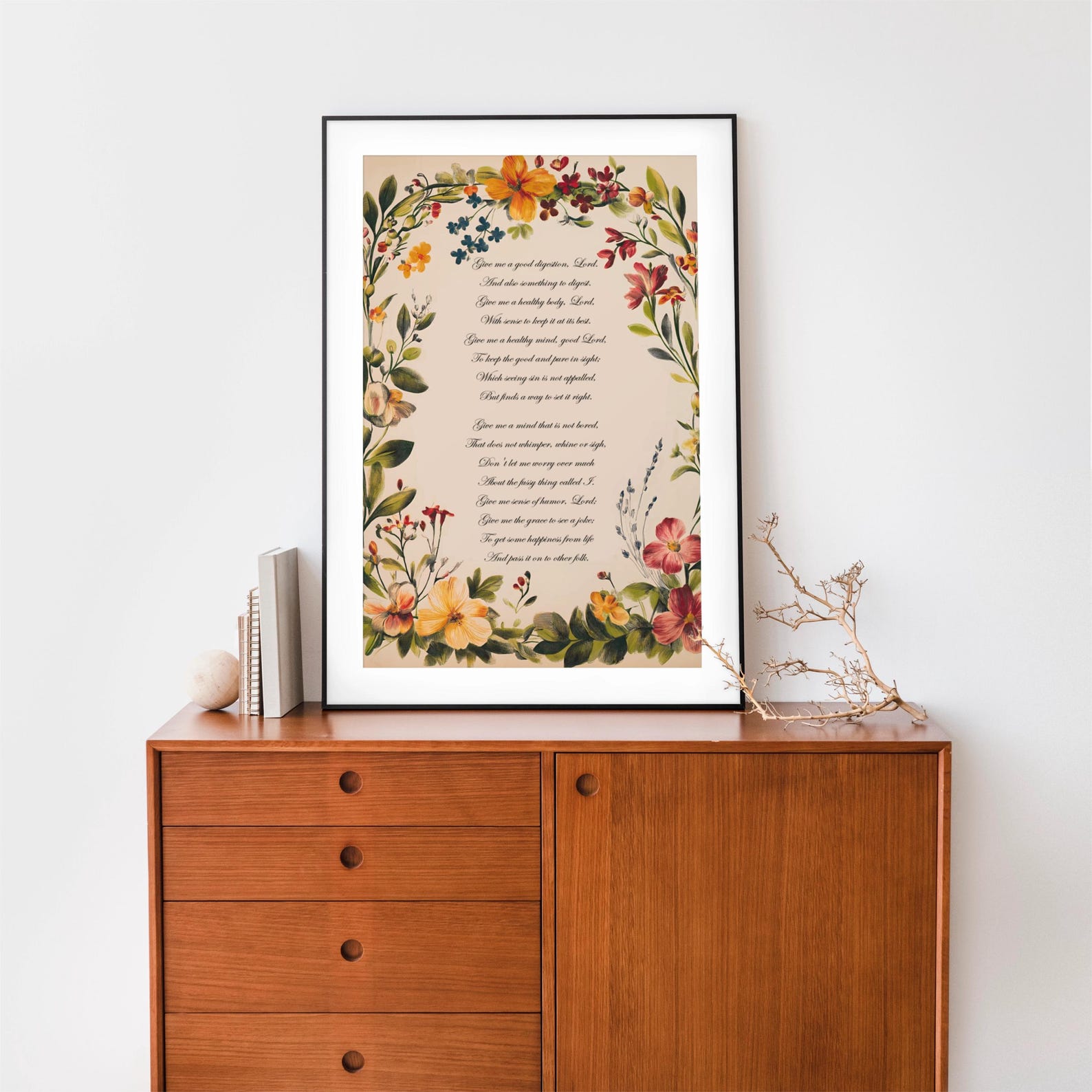 Chester Cathedral Prayer Poem Art Print: Vintage Floral Bohemian Poster ...