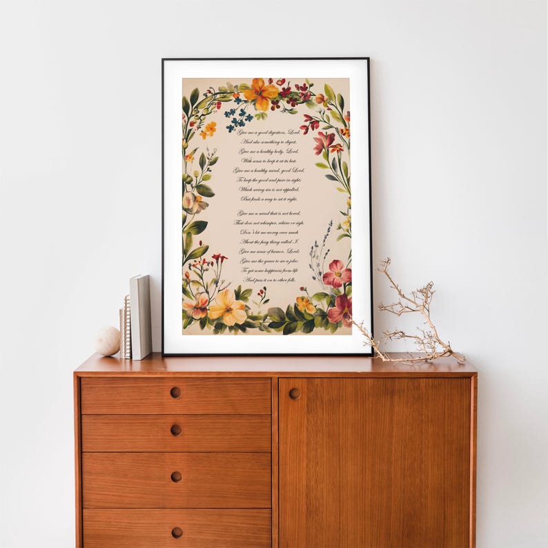 Chester Cathedral Prayer Poem Art Print: Vintage Floral Bohemian Poster ...