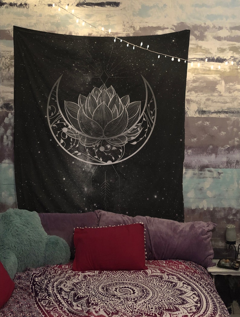 Moon Wall Hanging Gothic Tapestry Black Gothic Home Decor Half - Etsy