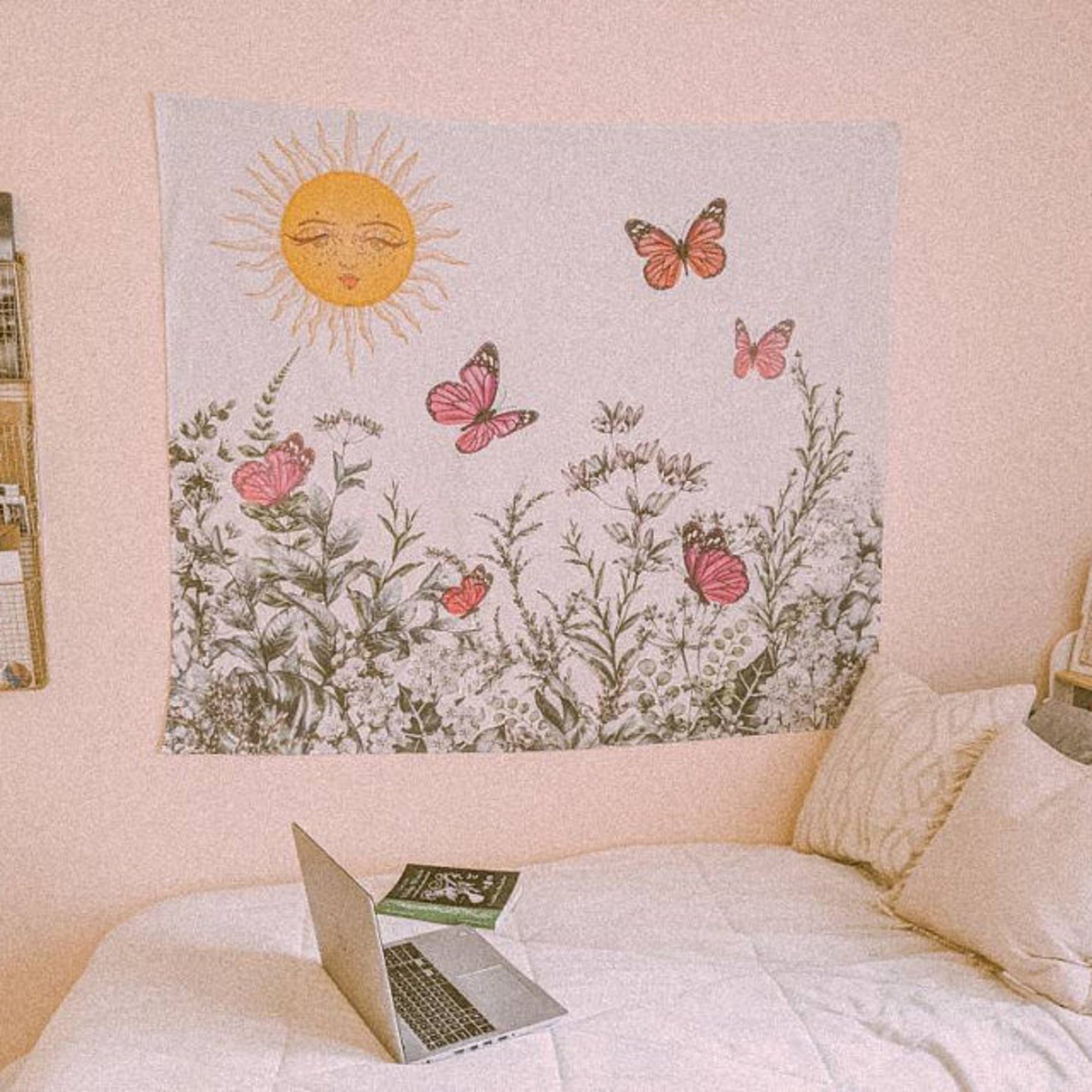 Vintage Sun and Butterfly Tapestry Wall Hanging Butterfly Art | Etsy