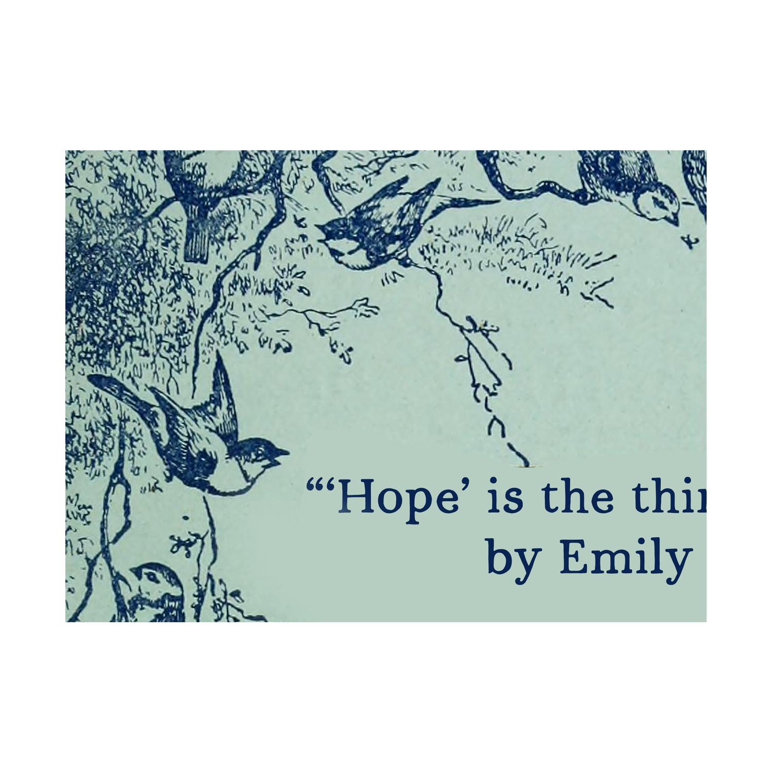 Emily Dickinson - Hope is the Thing With Feathers - Blue Vintage Poem ...
