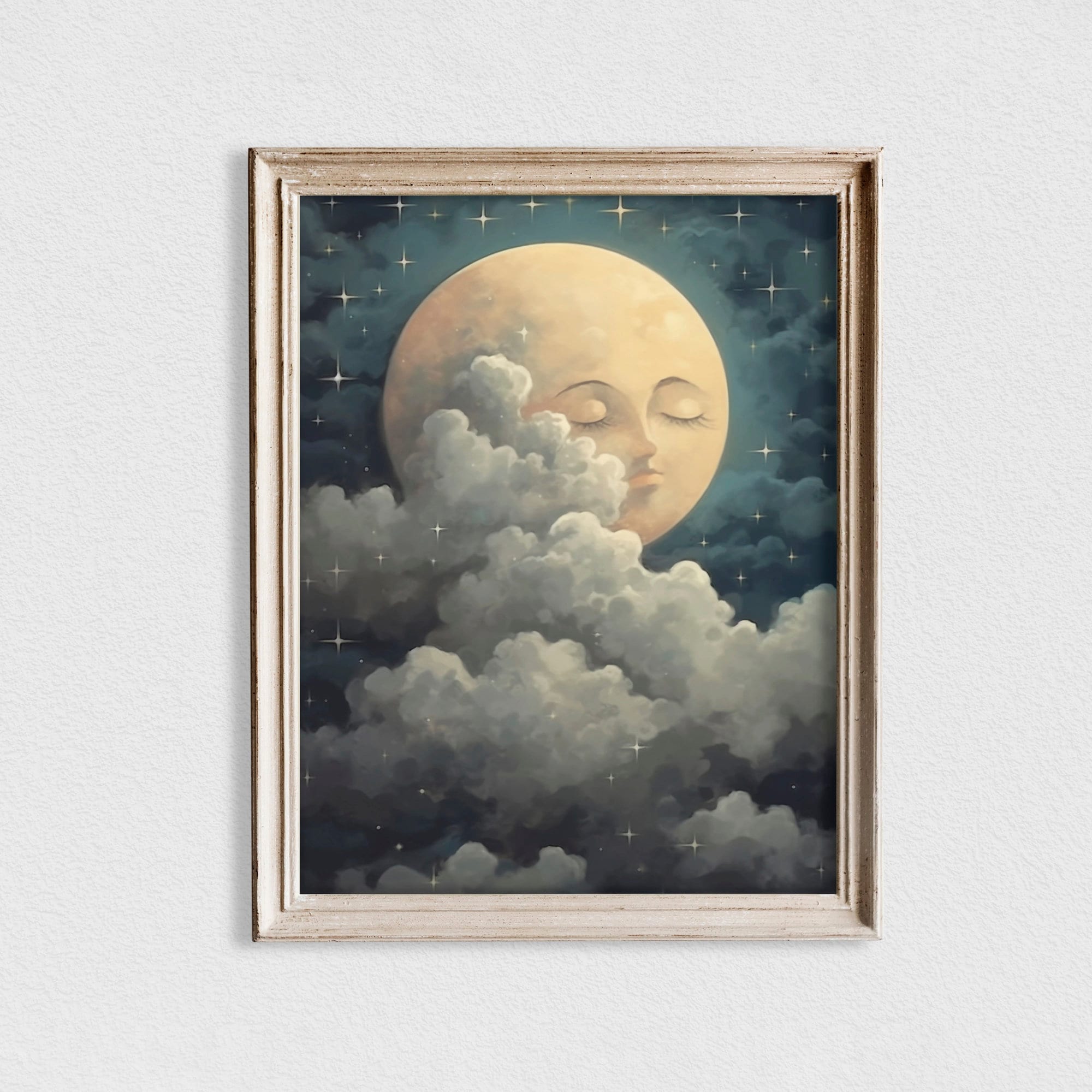 Dreamy Moon Face Art Print - Celestial Nursery Decor - Etsy