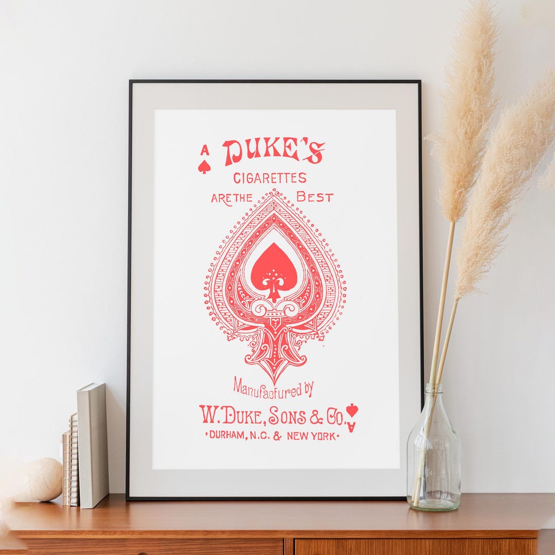 Vintage Ace of Spades Poster - Cigarettes Vintage Art - Red and White ...