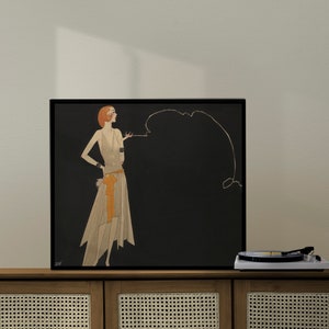 Vintage Drawing Smoking Flapper 1920s Art Deco women Behaving Badly ...